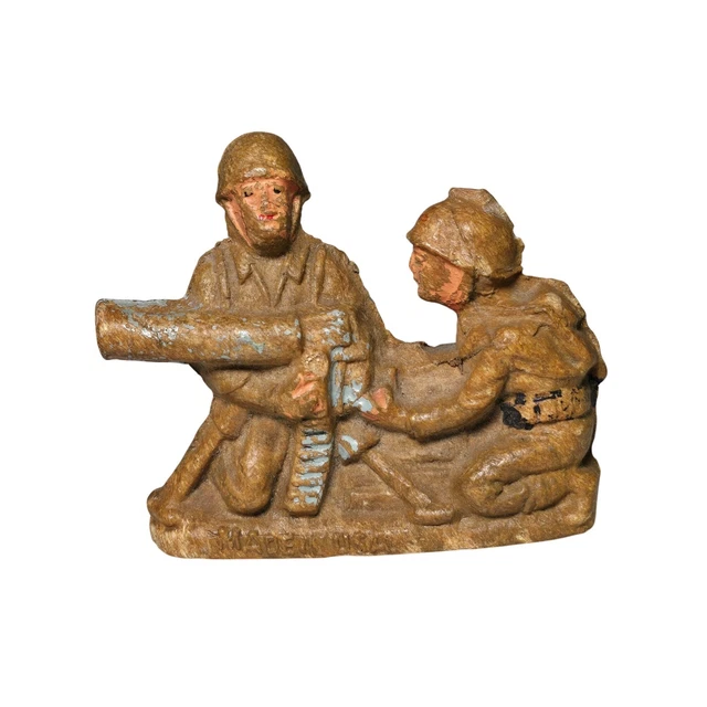 PLAYWOOD PLASTICS TOY Soldier Machine Gunner Loader WWII 1940s Vintage ...