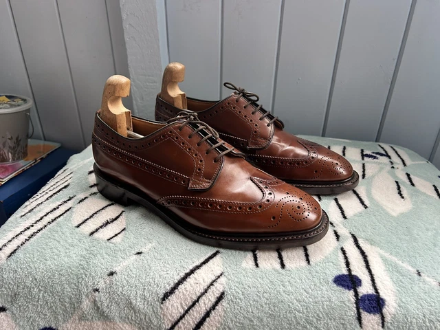 LOAKE BRAEMAR TAN Leather Brogue Shoe Business Casual Church Formal Uk8 ...