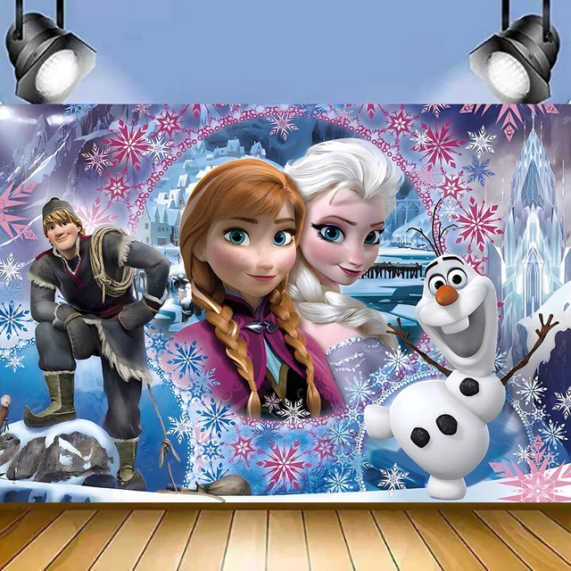 GIRLS FROZEN HAPPY Birthday Backdrop Banner Background Party Studio ...