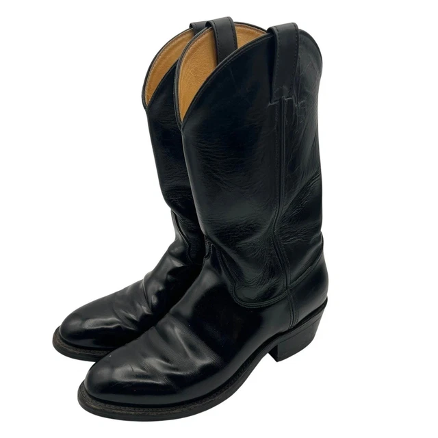 JUSTIN 3040 MENS Black Leather Cowboy Boots Tobias Made in USA Western ...