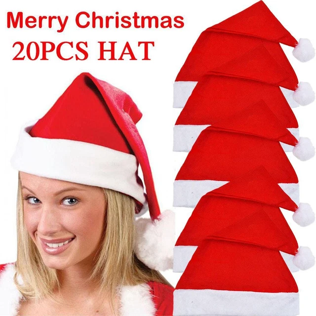 RED SANTA HATS Adult Kids Women Men Holiday Party Supplies Non Woven ...