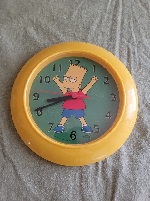 ORIGINAL THE SIMPSONS Bart Wall Clock 9" Yellow 2000 Wesco Unused $40. ...