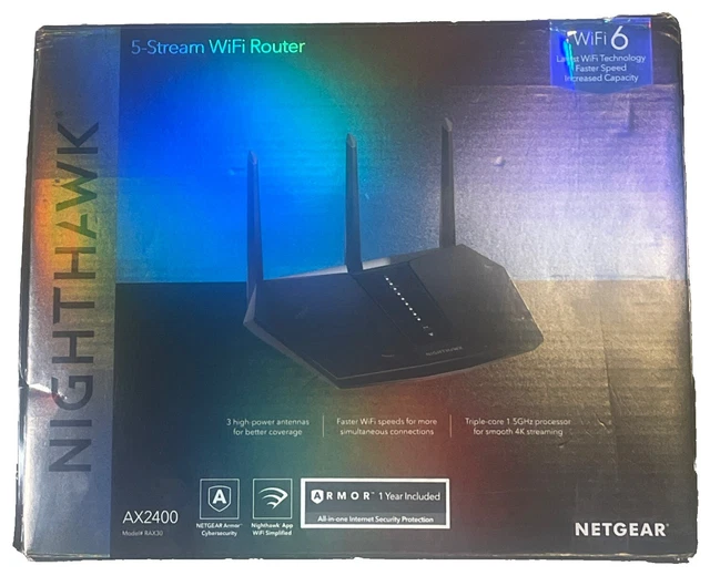 NETGEAR NIGHTHAWK AX2400 5-Stream WIFI 6 Router RAX30-100NAS $50.00 ...