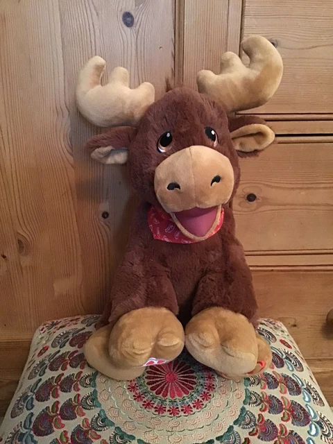 LARGE BUILDABEAR CDW Brown Fluffy Moose Elk Reindeer Super Soft Plush ...