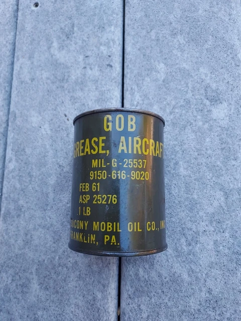 EARLY VIETNAM ERA US Military USAF USGI GOB Aircraft Grease 1LB Can ...