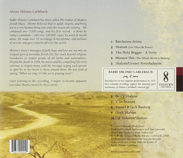 SHLOMO CARLEBACH SONGS of Peace (CD) EUR 16,86 - PicClick FR