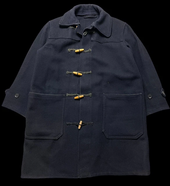 1940S ARMY MILITARY WOOL DUFFLE COAT WW2 CC41 ERA VTG NAVY BLUE XL/XXL ...