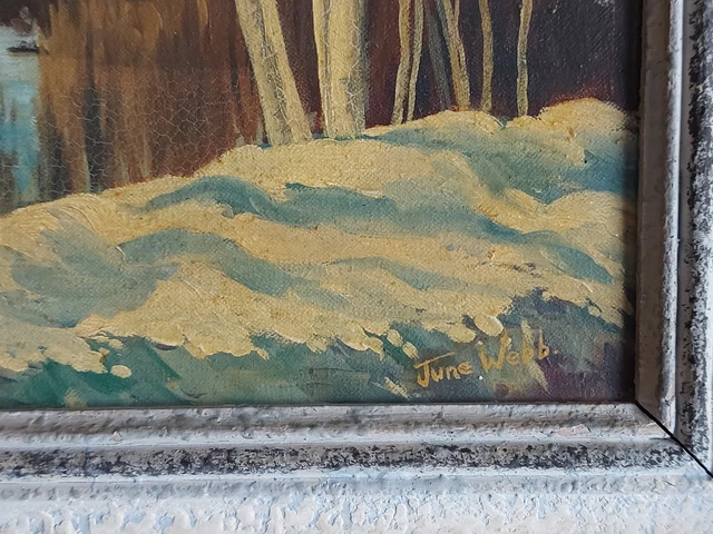 WINTER LAKESIDE BIRCH Trees Landscape Painting By Canadian June Webb ...