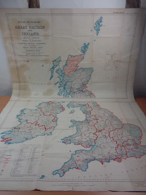 PAIR OF WW1 British MILITARY INTELLIGENCE (M.I.5.) maps of UK MILITARY ...