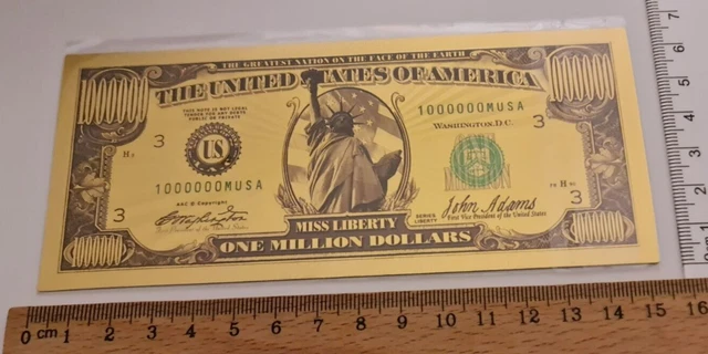 GOLDFARBE SOUVENIR-BANKNOTE ONE Million Dollars Miss Liberty -Plastik ...