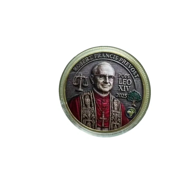 RELIGIOUS COMMEMORATIVE COIN Pope Leo XIV Catholic Souvenir Gift ...