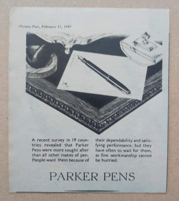 PARKER PENS ORIGINAL UK Press Advert 1947 £3.83 - PicClick UK