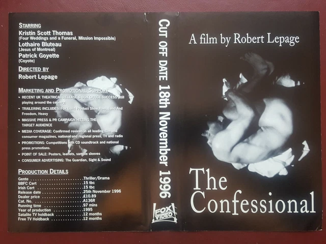 THE CONFESSIONAL - 20th Century Fox - Promo Sample Video Sleeve/Cover# ...