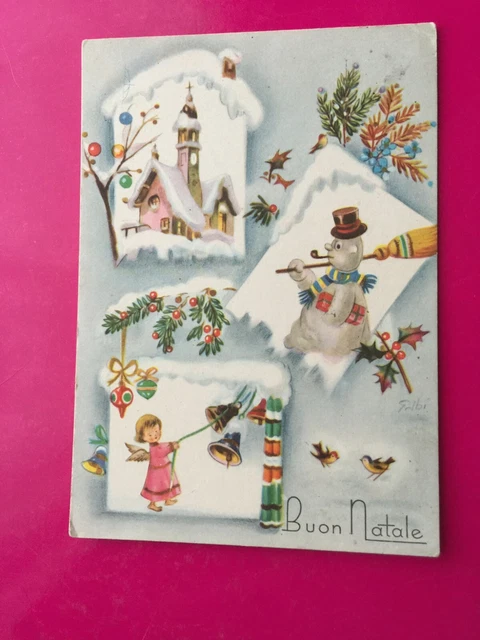 BUON NATALE ANNI 1960 - Cartolina augurale d'epoca INNEVATA - VIAGGIATA EUR 3,00 - PicClick IT