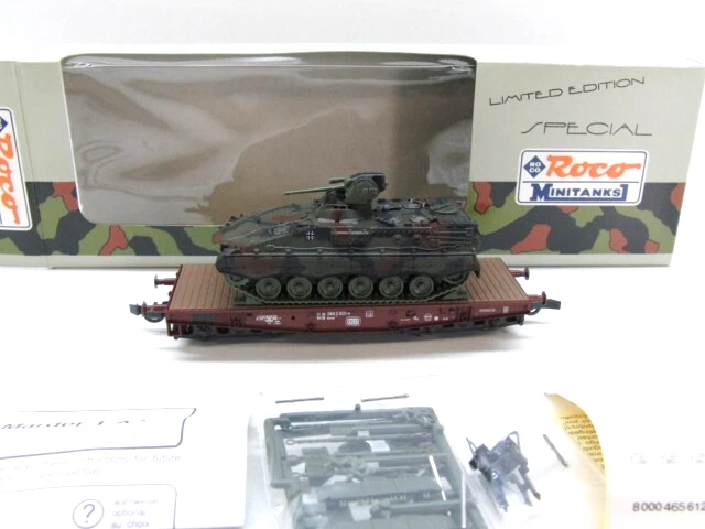 ROCO MINITANKS H0 818 Schwerlastwagen mit Panzer, DC, NEM, NEU in OVP ...