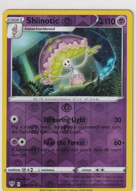 POKEMON CARTE FLAMING Ténèbres Numéro 80/189 Shiinotic Reverse Holo ...