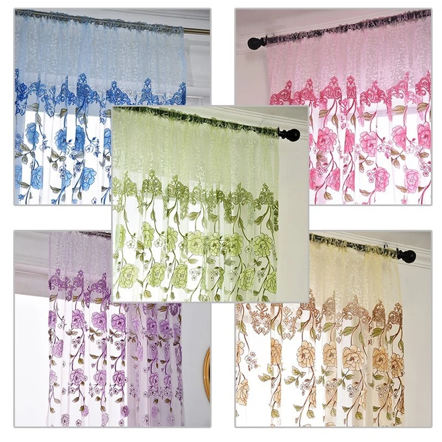 RIDEAU ROMANTIQUE EN gaze florale pour améliorer la décoration de salon EUR 7,80 - PicClick FR