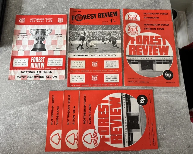 NOTTINGHAM FOREST - 8 Home Programmes 1968-1974 Details In Description ...