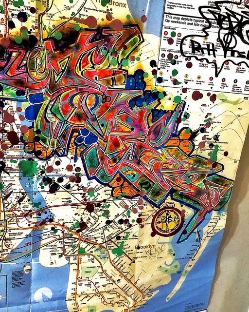 GRAFFITI NYC OFFICIAL Subway Map BY TOPIK TSK RTH £76.08 - PicClick UK