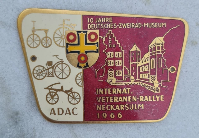 ADAC PLAKETTE INTERNAT. Veteranen Rally-Neckarsulm 1966 Messing ...