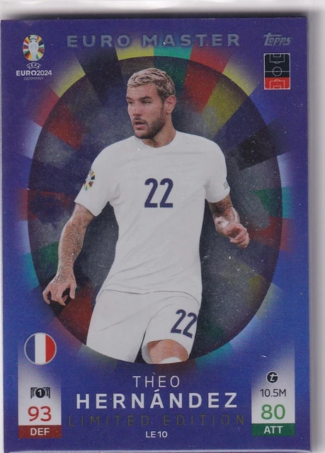TOPPS EURO 2024 Match Attax Card Limited Edition LE10 Theo Hernandez LE ...
