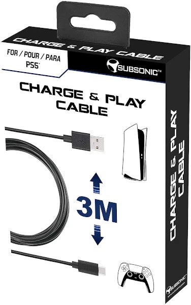 CABLE SUBSONIC CHARGE & Play Cable (3m) Playstation 5 PS5 EUR 10,99 ...