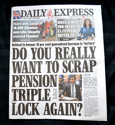 DAILY EXPRESS UK Newspaper 27/10/22 October 27th 2022 Rishi Sunak ...