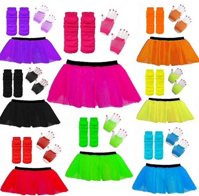 TUTU FLUO ENSEMBLE Accessoires 1980S Jupe Déguisement Sexy Fête Costume ...