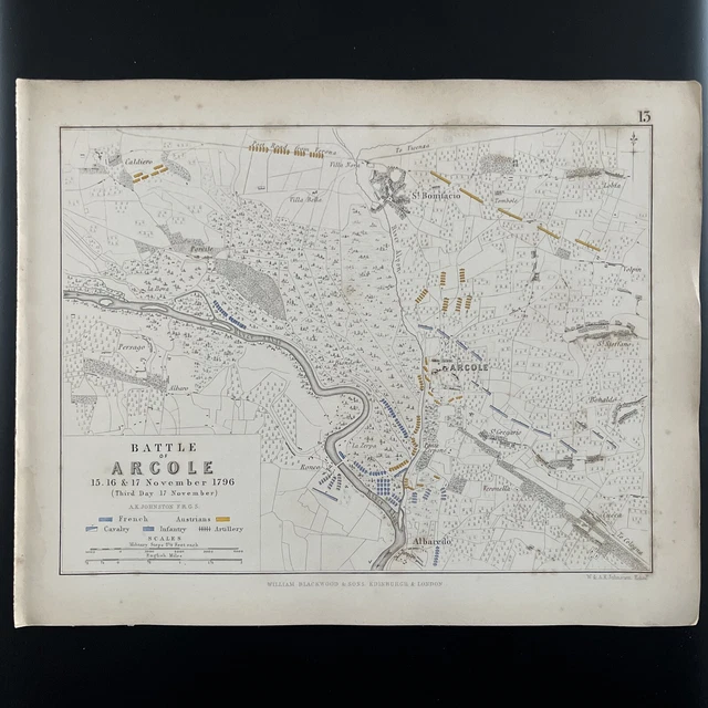 BATTLE OF ARCOLE Map Original 172 Years Old - 1850 - Italy (13) 3rd Day ...