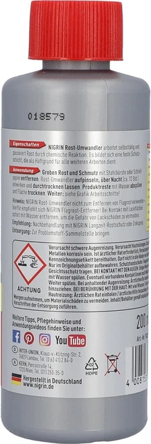 NIGRIN 74032 AUTO Rostumwandler Rostlösend Rostentferner Selbstaktiv ...