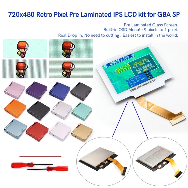 WHITE LENS LAMINATED V5 IPS HD Highlight LCD OSD Screen Mod For GBA SP ...
