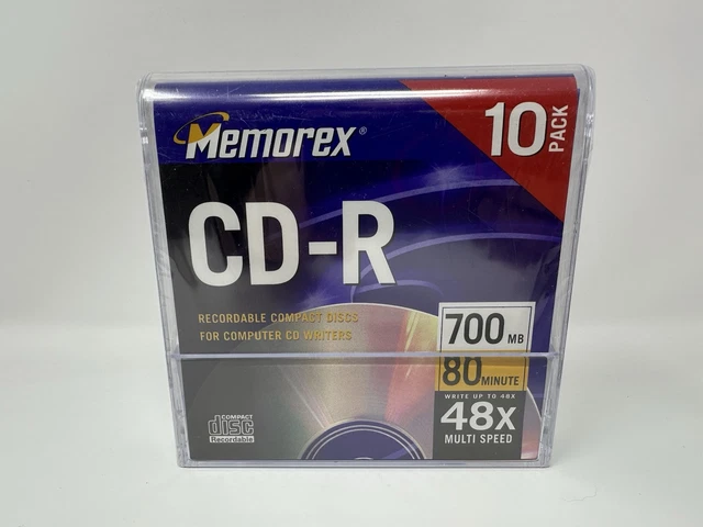 MEMOREX CD-R 10 Pack Recordable 700MB -80 Min.- 52X Multi Speed Discs ...