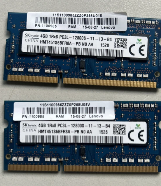 SK HYNIX HMT451S6BFR8A-PB 4GB PC3L-12800S DDR3/ DDR3L Laptop Notebooke RAM 2x EUR 20,00 ...