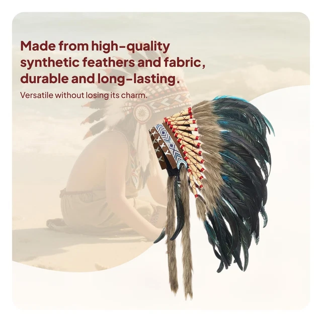 NATIVE AMERICAN INDIAN Headdress Chief Hat Headpiece for Cosplay ...