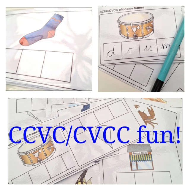 LAMINATED CVC WORDS Phoneme Frame cards Phonics Spelling Reading ...