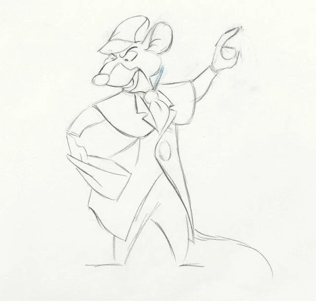 GREAT MOUSE DETECTIVE Basil Disney Key Production Animation Drawing ...