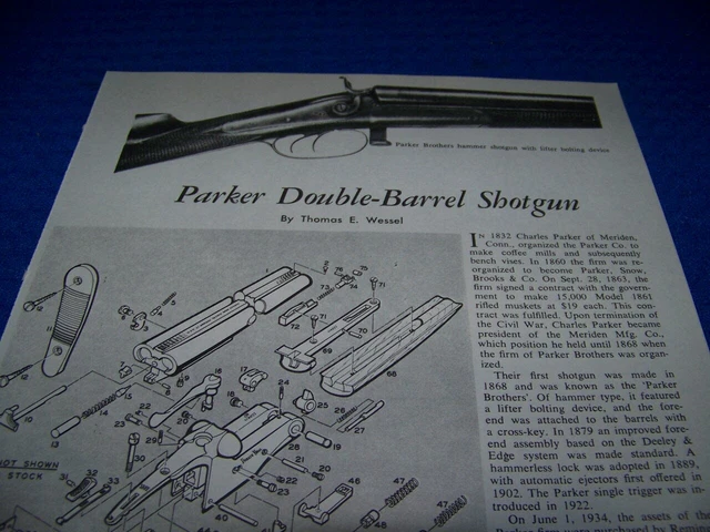 PARKER DOUBLE BARREL Shotgun..takedown/Exploded View..(971Bb) $12.99 ...