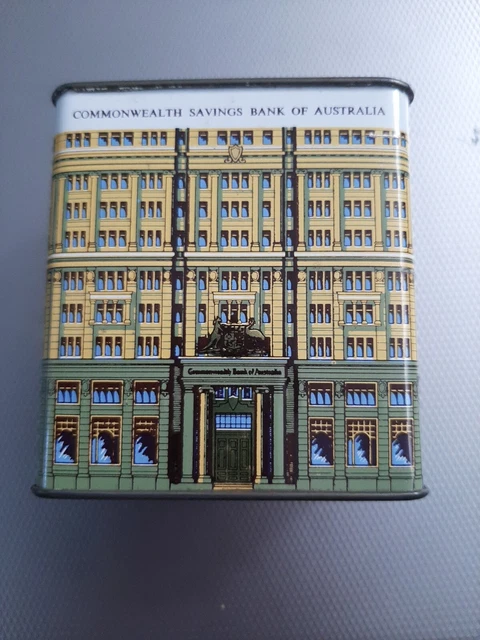 VINTAGE COMMONWEALTH SAVINGS Bank Of Australia Money Box Tin Green and ...