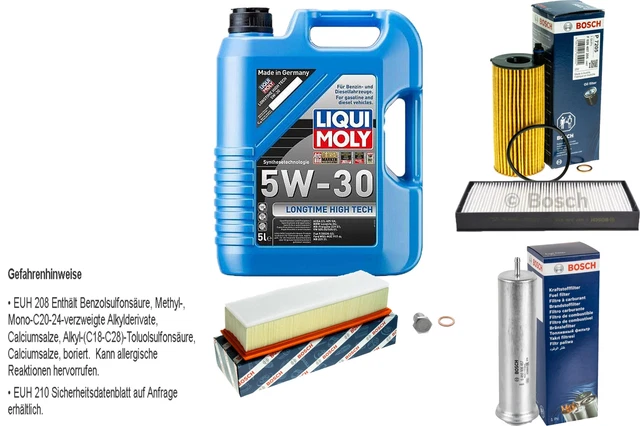BOSCH INSPECTION SET 5 L Liqui Moly Longtime High Technologie 5W-30 pour BMW X5 EUR 168,23 ...