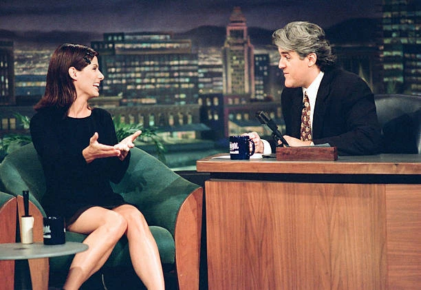 ACTRESS SANDRA BULLOCK during an interview with host Jay Leno on - Old ...