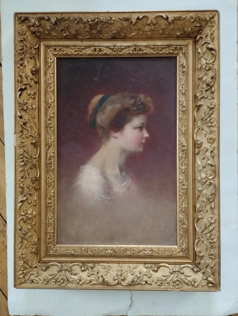 CHARLES ROYER LANGRES 1862/1940 Beau Profil Jeune Femme en Buste H/Bs ...