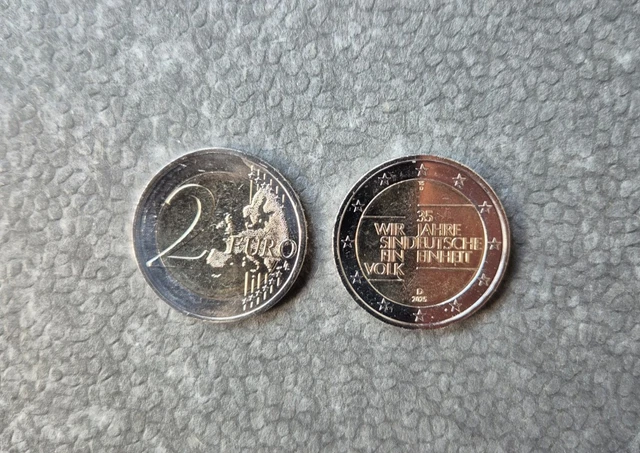 ZWEI 2 EURO Gedenkmünzen 2025 35 Jahre Deutsche Einheit Prägestätte D ...