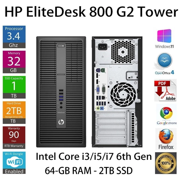 HP ELITEDESK 800 G2 PC tower Windows 11 Intel Core i7 32 GB RAM 1 TB ...