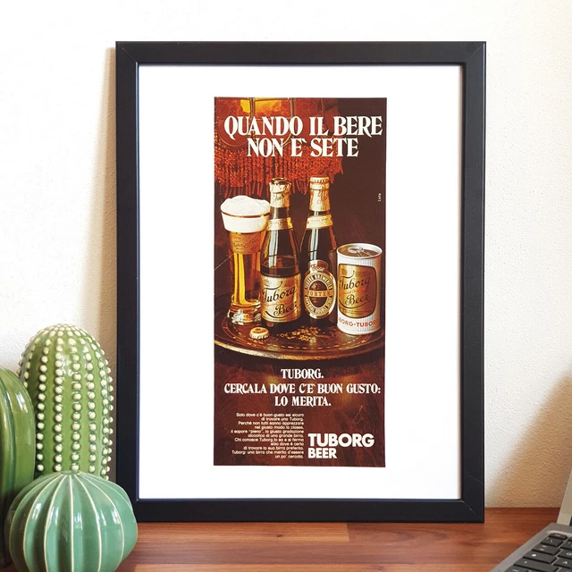 ORIGINAL ITALIAN VINTAGE advertising poster pub bar Tuborg beer Year ...