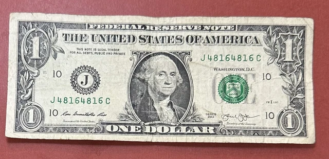 RARE AND BEAUTIFUL 1 Dollar Bill FANCY SERIAL NUMBER TRUE SUPER ...