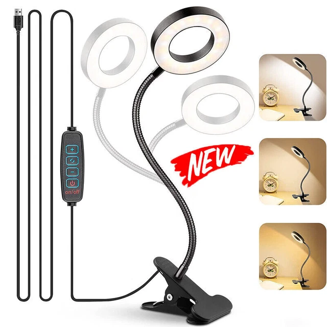 48 LED USB Clamp Clip On Flexible Desk Light Bed Reading Table Study ...