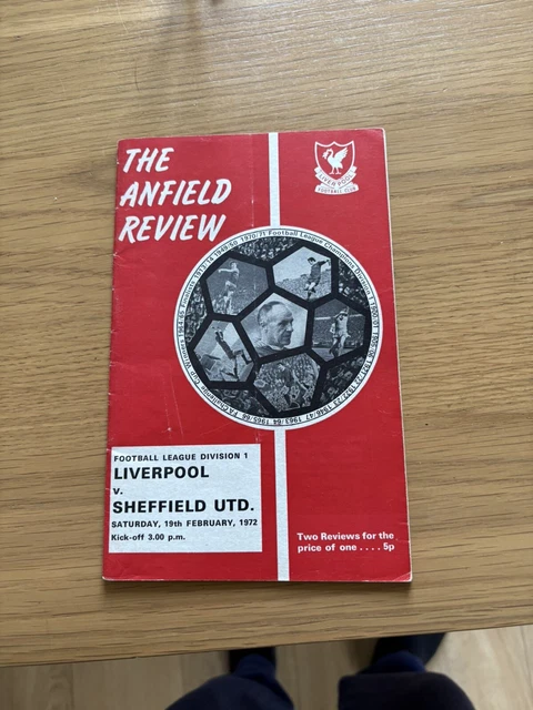 Anfield Programme League Division 1 1972 Liverpool V Sheffield Utd £1