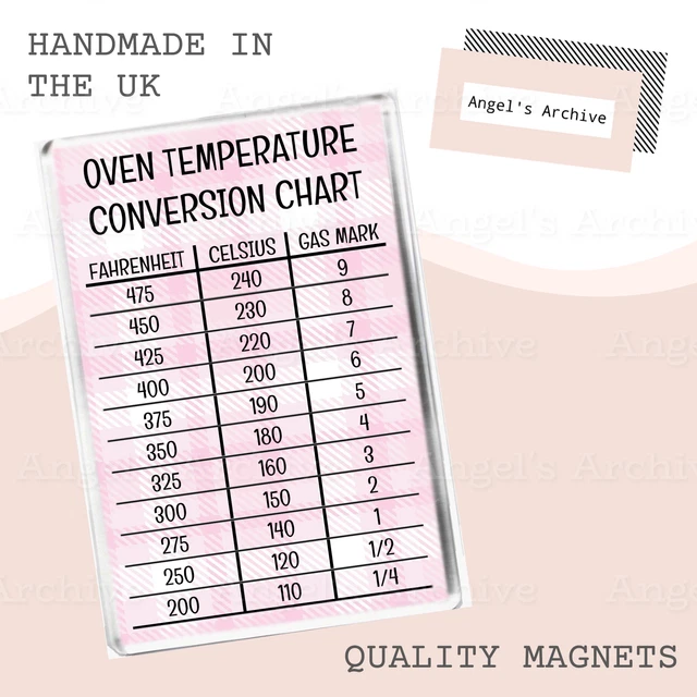 OVEN TEMPERATURE CONVERSION Chart Kitchen Measurements Fridge Magnet ...