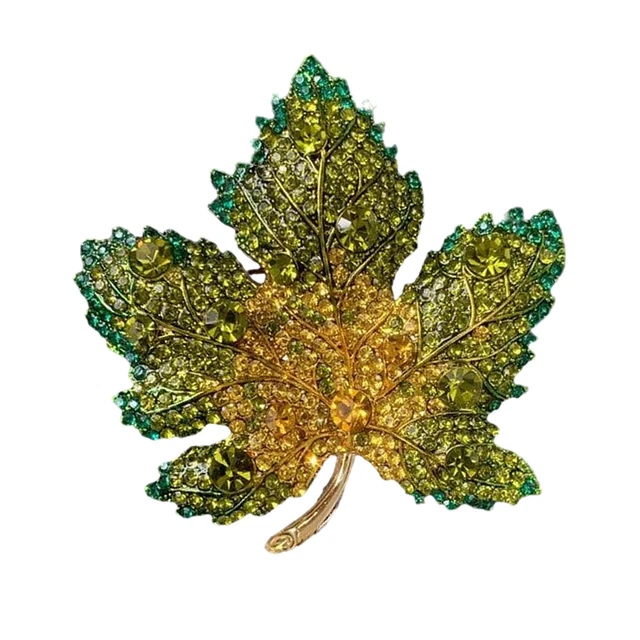 MAPLE LEAF SHAPE Brooch Pin Durable Elegant Shimmering Rhinestone $23. ...