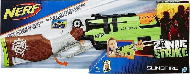 NERF ZOMBIE STRIKE SlingFire Sling Fire Blaster Gun 6 Dart Magazine ...